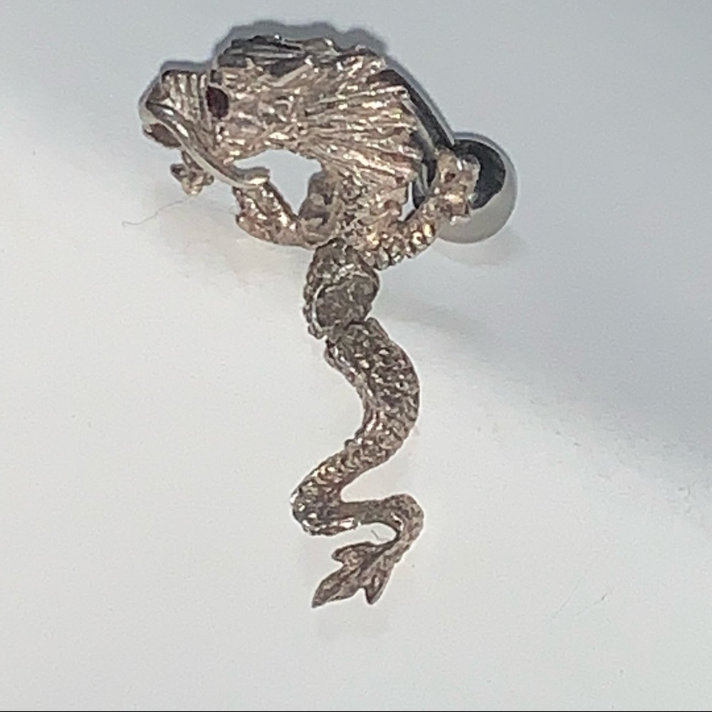 Sterling Chinese Dragon Navel Belly Button Ring - Gem